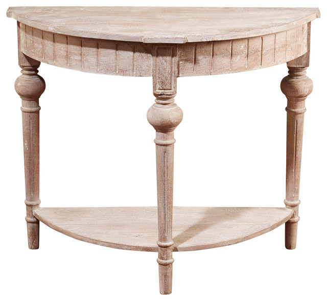 Half Round Console With Shelf, Weathered Finish - Farmhouse - Console ...