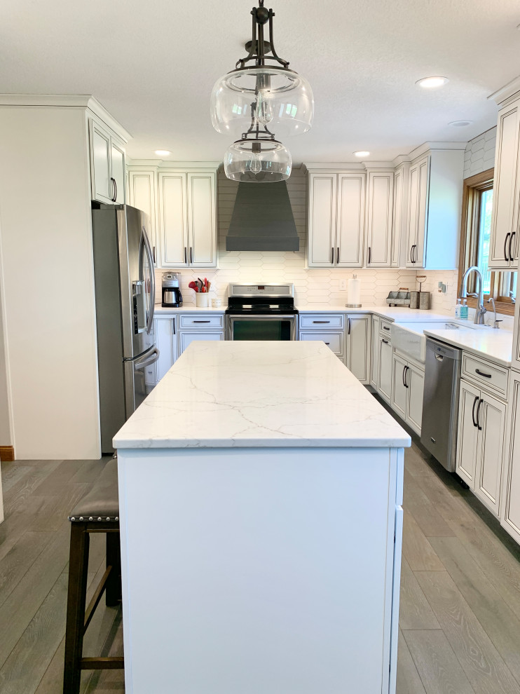 Kitchen Remodel with Ivory Cabinets , Drop Zone, and Hutch Area ...