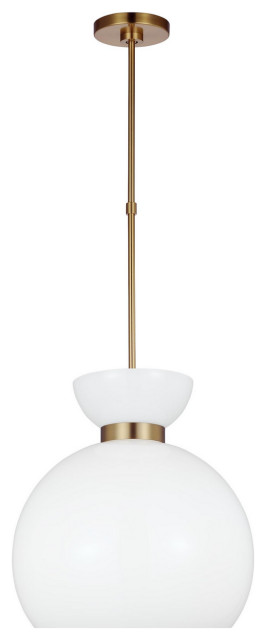 Londyn One Light Pendant in Burnished Brass with Milk White Glass ...