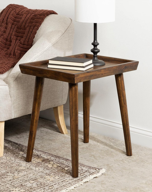 Mid Century Modern Side Table, Angled Legs & Tray Like Wooden Top ...