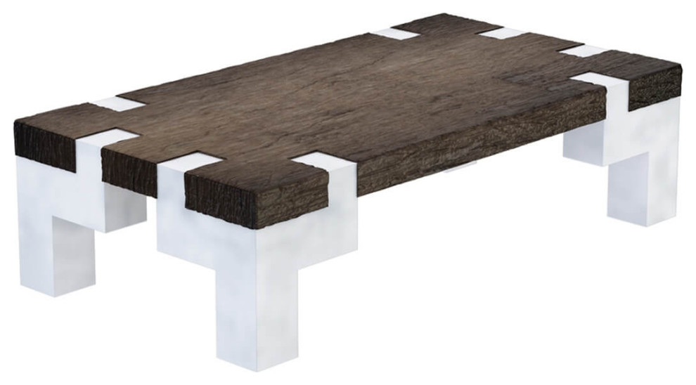 Mexicali Two-Tone Rustic Wood Large Farmhouse Coffee Table - Farmhouse ...