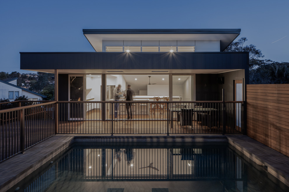Pool, deck, kitchen & dining - Cadence House by Ironbark Architecture ...