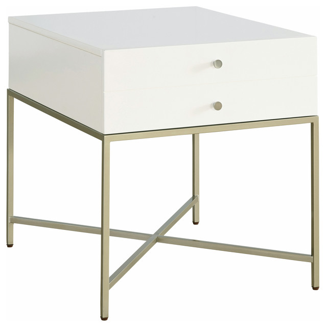 Casana Furniture Hemming Rectangular End Table, Ivory/Champagne ...