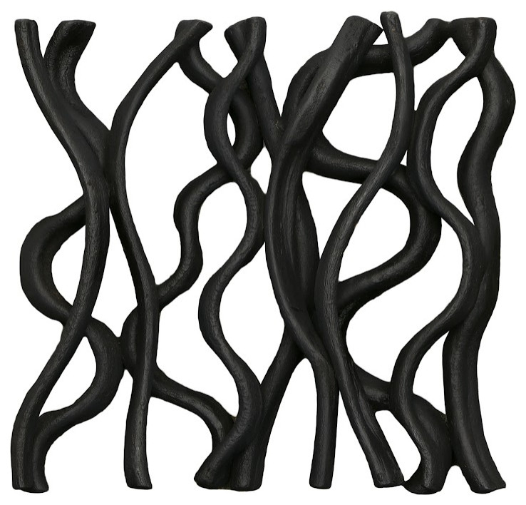 Vine Wall Tile, Black, 13x3x13" - Contemporary - Wall Accents - by ...