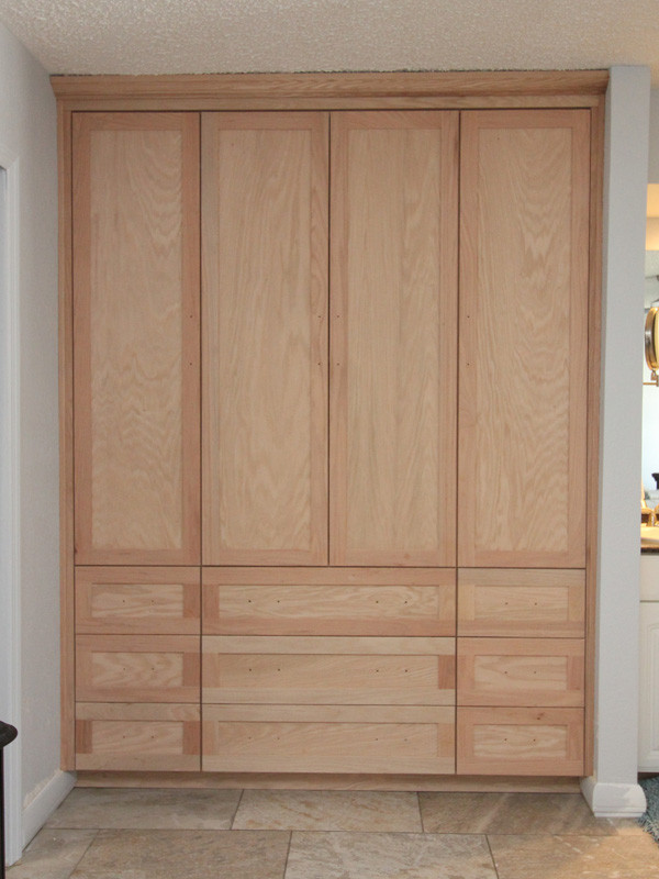 Custom Built-In Shaker Storage Cabinet shown in Unfinished Solid Oak ...