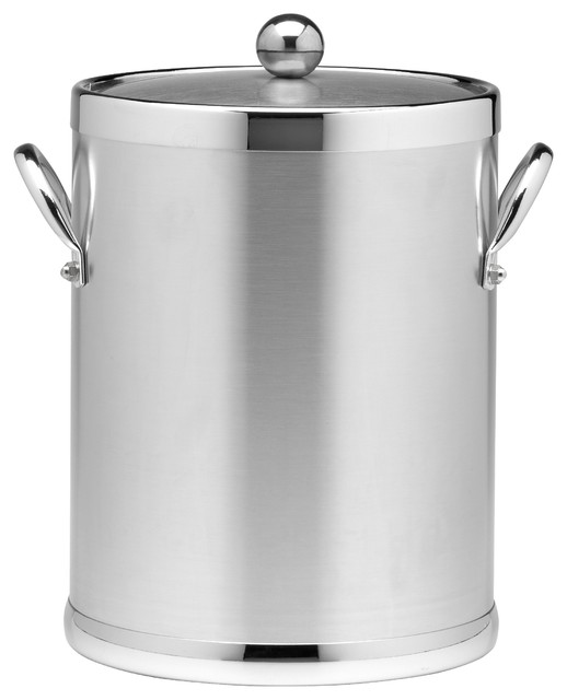 Kraftware Brushed Chrome Ice Bucket with Metal Side Handles ...