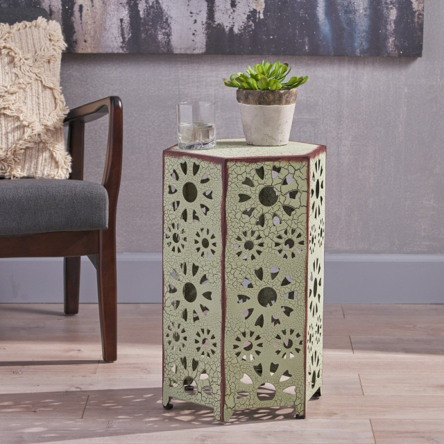 GDF Studio Wembaum Indoor 14 Inch Crackle Finish Sunburst Iron Side ...