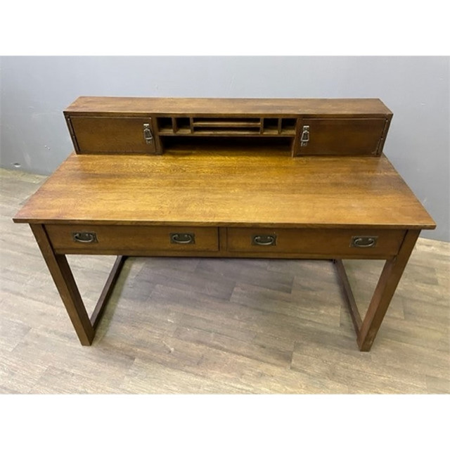 Crafters and Weavers Arts and Crafts Wood Library Table with Hutch in ...