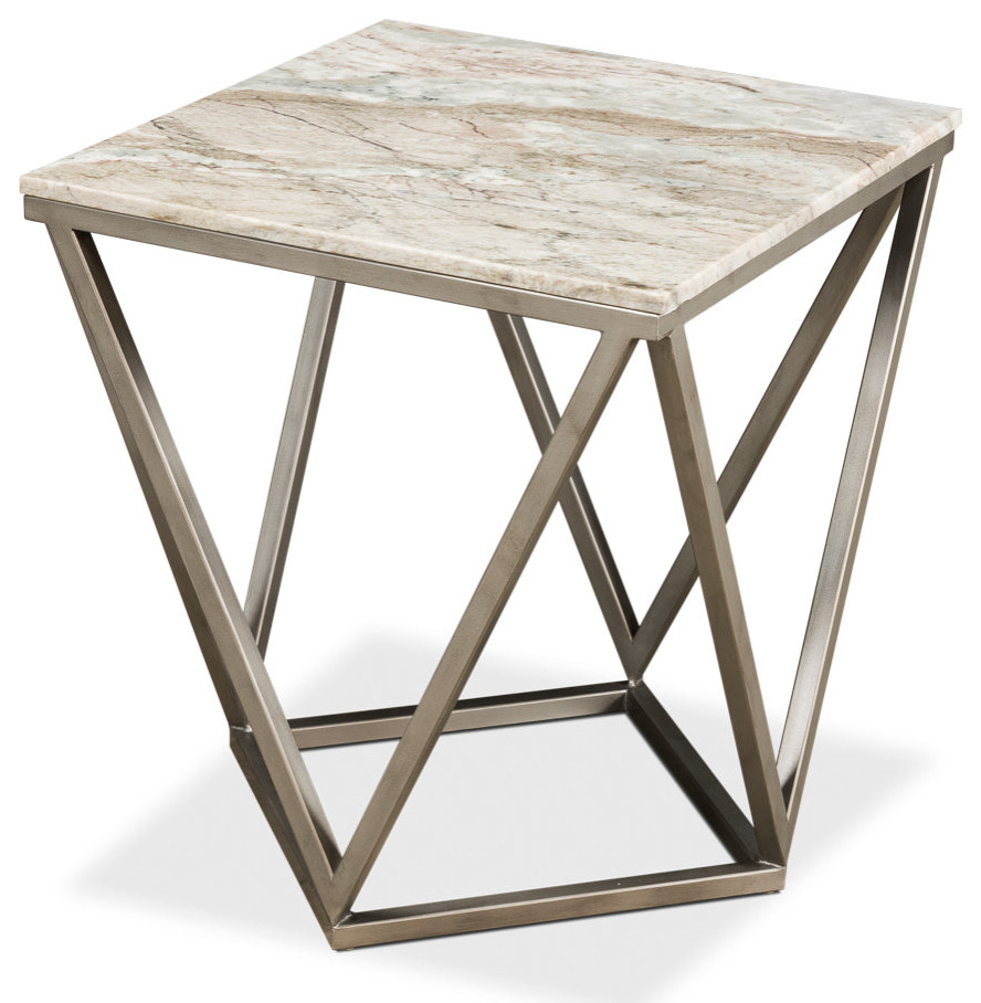 Trapezoid Side Table Marble Top - Transitional - Side Tables And End ...