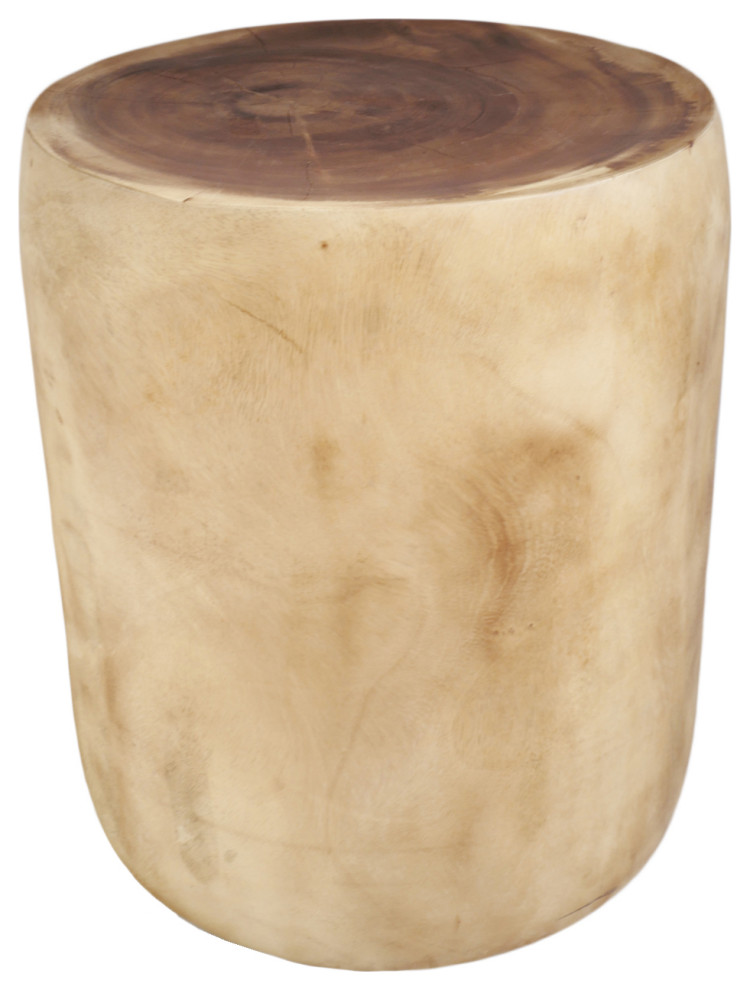 Two Tone Acacia Wood Cylinder Stool - Rustic - Side Tables And End ...