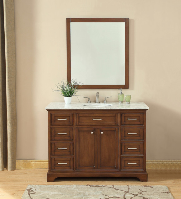 Amber Single Bathroom Vanity, Blue, 48" - Transitional - Bathroom ...