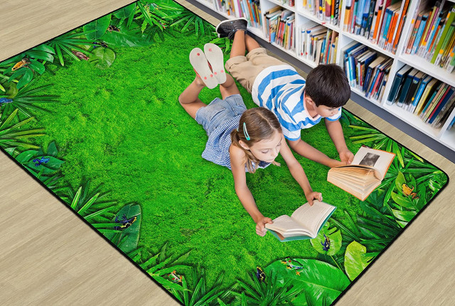 Flagship Carpets VA1013-44FS 7'6"X12' Rainforest Frogs Educational Rug ...
