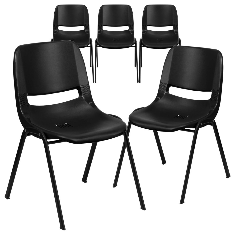 5 Pack Multipurpose Chair, Stackable Design With Plastic Seat & Back ...