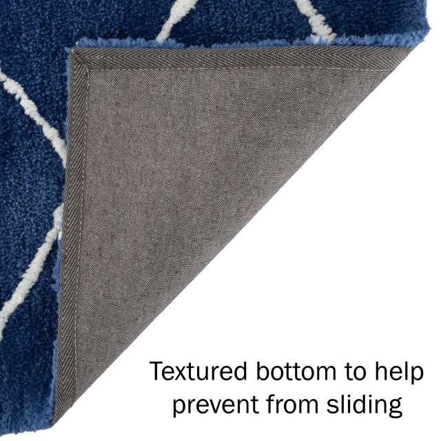 Diamond Shag Area Rug- Plush Gray and Ivory Pattern Carpet- Modern ...