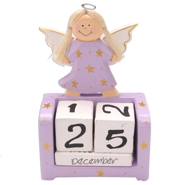 Novica Handmade Angel Time In Lilac Wood Perpetual Calendar ...