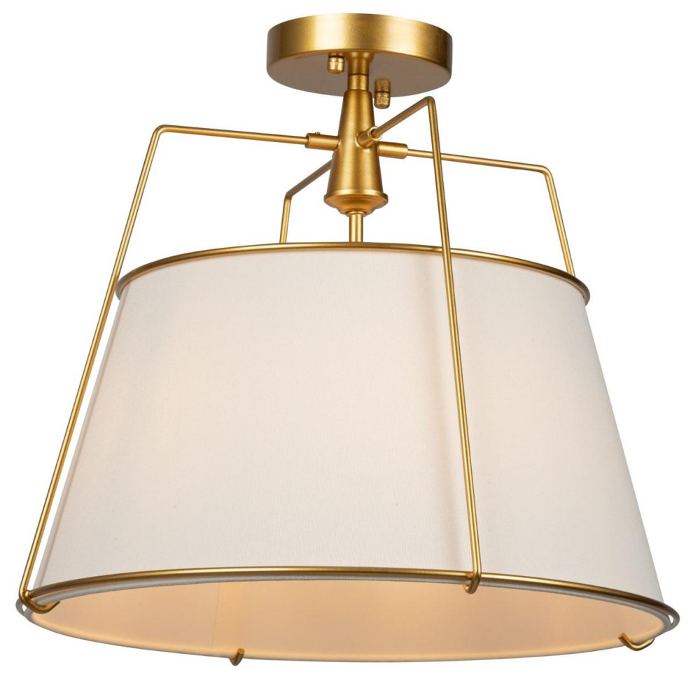Pullman 3 Light Semi-Flush Mount, Brass - Contemporary - Flush-mount ...