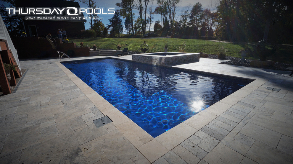 Fiberglass Pool 16' x 41' with 9' x 9' Spa - Traditional - Pool ...
