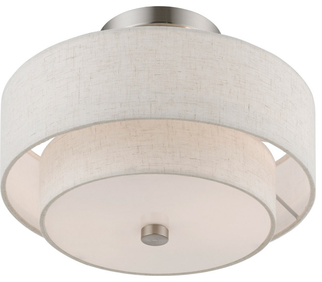 Meridian 2 Light Semi-Flush Mount, Brushed Nickel - Transitional ...