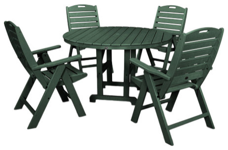 Polywood Nautical 5-Piece Round Farmhouse Dining Set - Contemporary ...