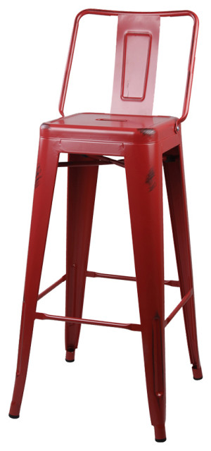 Highback Red Metal Bar Stools Set of 1 - Industrial - Bar Stools And ...
