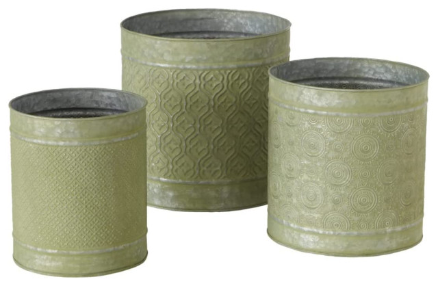 3 Piece Intricate Cache Pot Planter Set - Farmhouse - Indoor Pots And ...