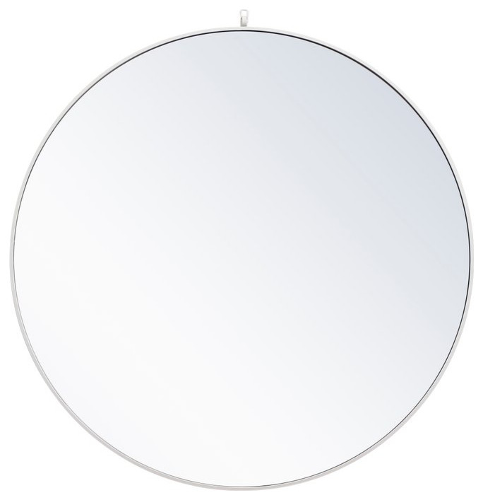 Elegant MR4067WH Metal Frame Round Mirror With Decorative Hook 48 ...
