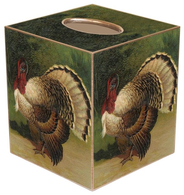 TB139- ANtique Thanksgiving Turkey Tissue Box Cover - Traditional ...