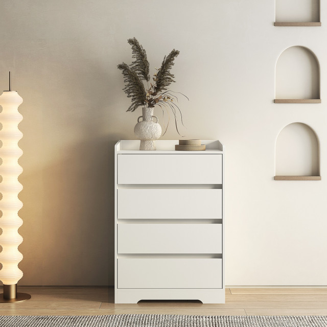 4 Drawers White Modern Storage Cabinet - Transitional - Storage ...