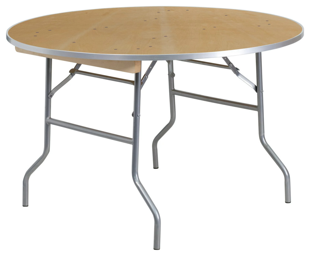 Modern Folding Table, Aluminum Wishbone Legs With Round Top & Metal ...