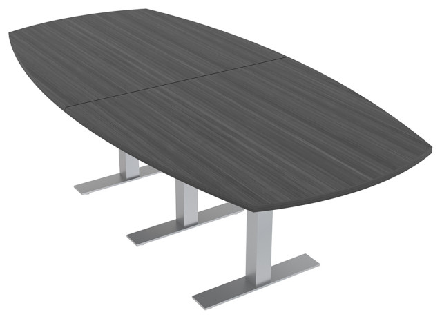 8 Person Arc Boat Conference Table Metal T Bases Harmony Series 8X4 ...
