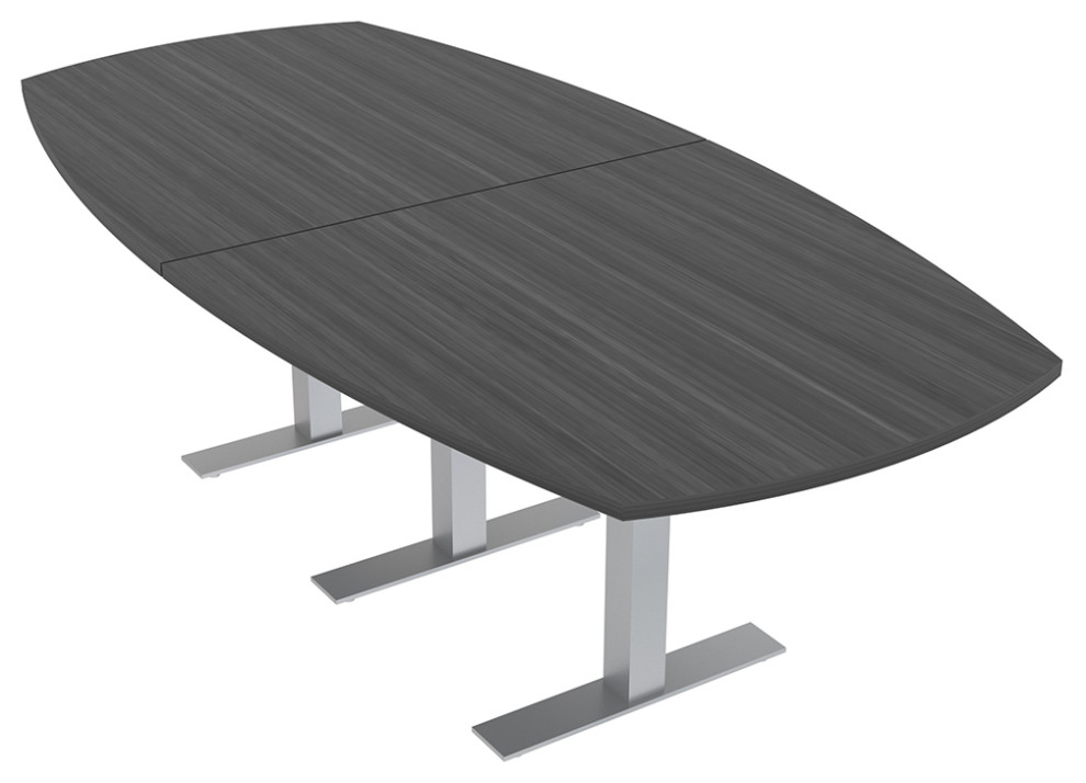 8 Person Arc Boat Conference Table Metal T Bases Harmony Series 8X4 ...