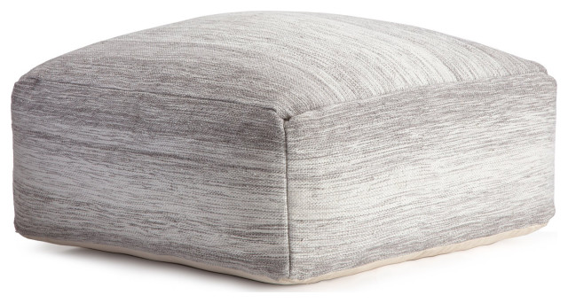 Classic Pouf, Extra Large Design With Patterned Upholstery, Ivory Off ...