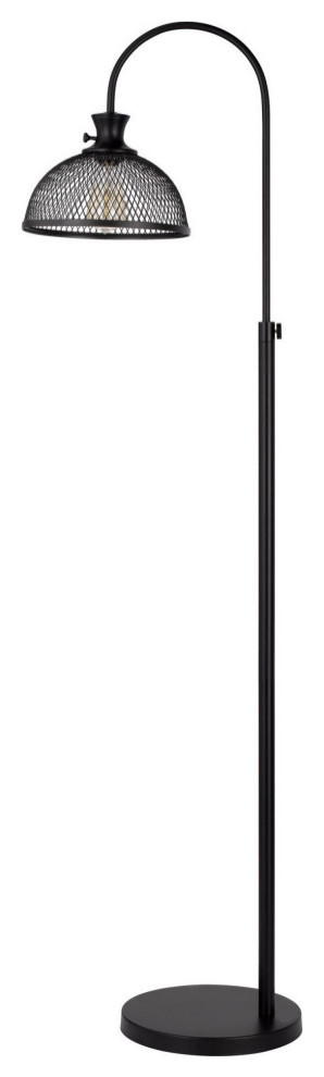 61" Modern Floor Lamp, Hanging Mesh Shade, Metal Base, Black ...