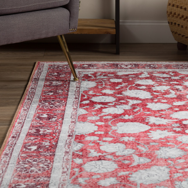 Kensington Red Persian Non-Skid Accent Rug, Red, 8"6" x 12"9 ...