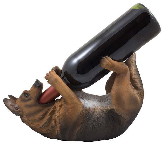 Drinking German Shepherd Puppy Dog Wine Bottle Holder - Contemporary ...