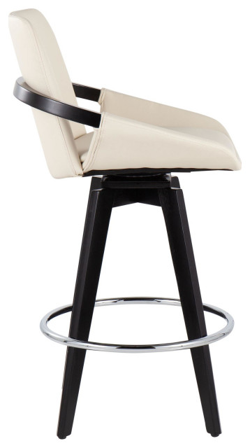 Cosmo Swivel Fixed-Height Counter Stool, Set of 2, Black Wood/Chrome ...