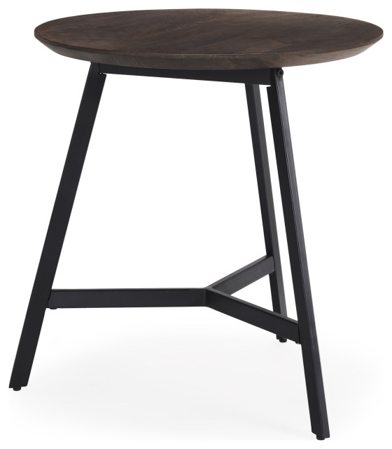 Todd Dark Brown Wood W/ Metal Legs Side Table - Industrial - Side ...