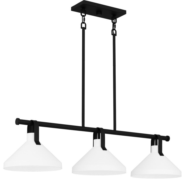 Brink 3-Light Linear Chandelier, Matte Black - Transitional - Kitchen ...