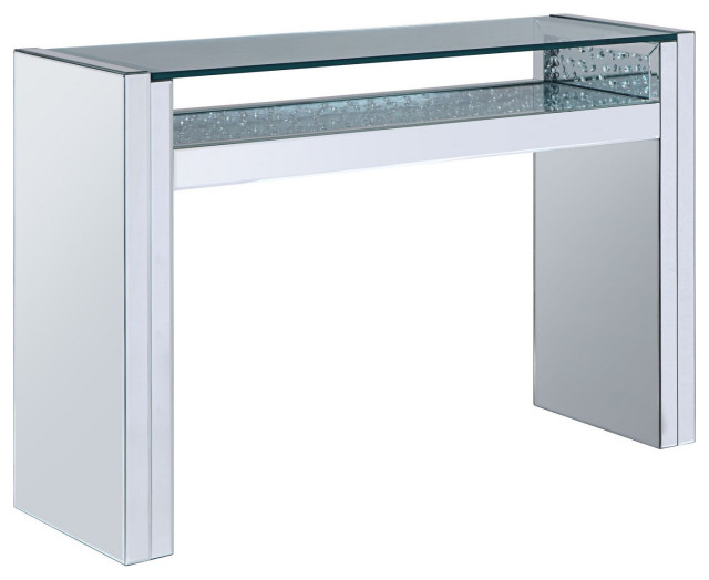 Elegant Console Table, Mirrored Design With Faux Crystal Details ...