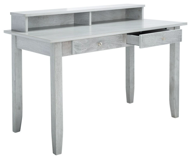 Contemporary Desk, Worktop With Low Hutch & 2 Open Compartments ...