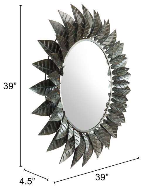 Leaf Round Mirror, Black - Contemporary - Wall Mirrors - by Kolibri ...