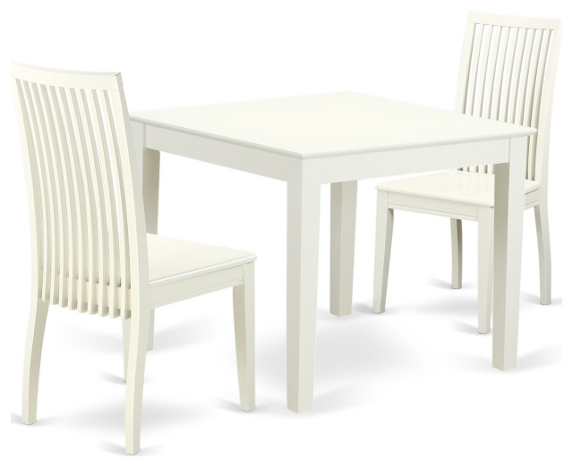 3-Piece Table Set, Table, 2 Dining Chairs, Linen White Finish ...