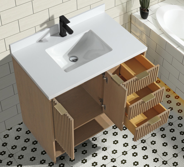 Ari Kitchen and Bath San Diego Bath Vanity, Oak, 36", Freestanding ...