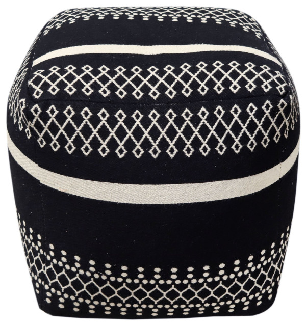 Ivory Machine Woven Bragg Pouf, 18" Cube, 18" Cube - Scandinavian - Floor Pillows And Poufs - by ...