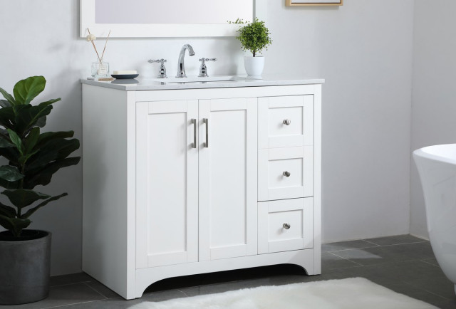Elegant VF17036WH 36"Single Bathroom Vanity, White - Transitional ...