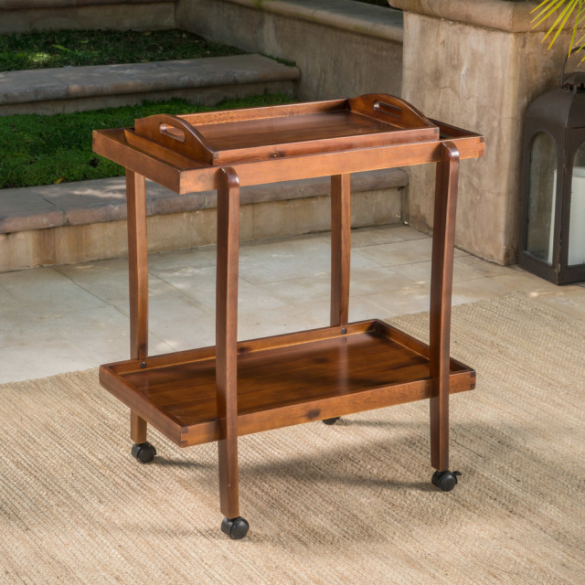 GDF Studio Patty Rich Mahogany Acacia Wood Bar Cart With Removable Top ...