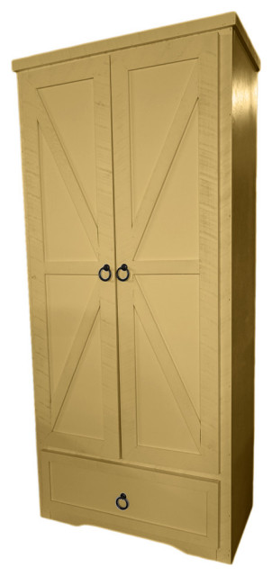 Rustic Extra Wide Solid Wood Wardrobe Armoire - Traditional - Armoires ...