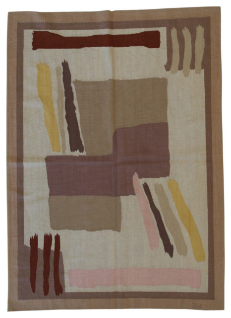 Beige Contemporary Modern Modern Flat Weave Area Rug, 6'x8 ...