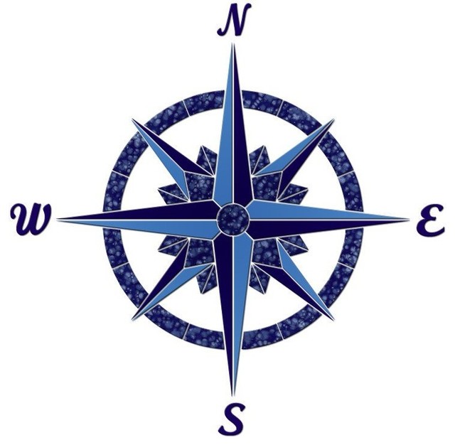 Compass 1 Ceramic Swimming Pool Mosaic, 24"x24" - Beach Style - Accent ...