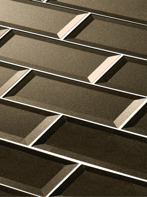 Forever 4"x16" Reverse Bevel Glass Subway Tile,Glossy Bronze ...